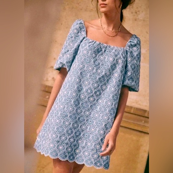 Sezane | Dresses | Sezane Robe Courte Dorice Dress In Blue Ecru | Poshmark
